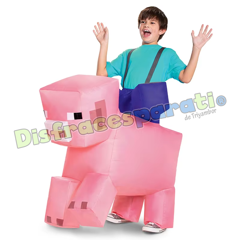 CERDITO MINECRAFT MONTADO INFLABLE NIÑO/A - Disfraces Para Ti